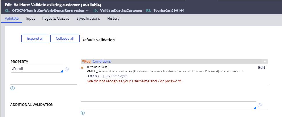 SAE 8: US-111 Validate rule not being applied to Login properties | Support Center